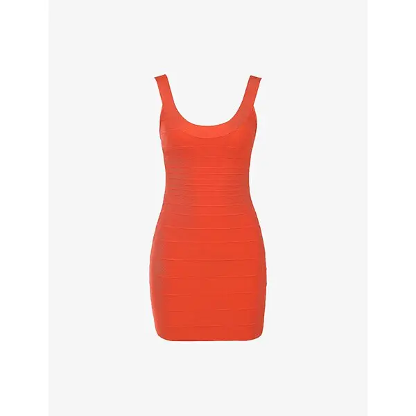 House Of Cb The Og Scoop-neck Woven Bandage Mini Dress - Tomato