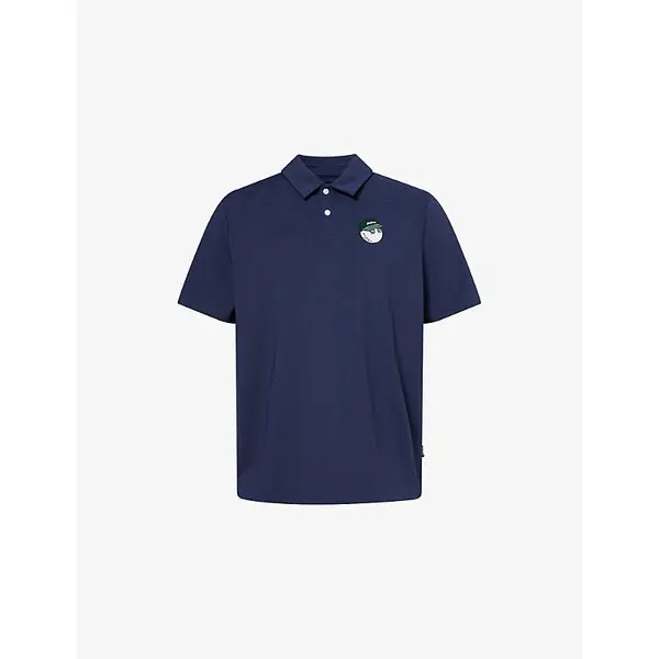 MALBON Fairway Baldwin Woven Polo T-shirt - Navy