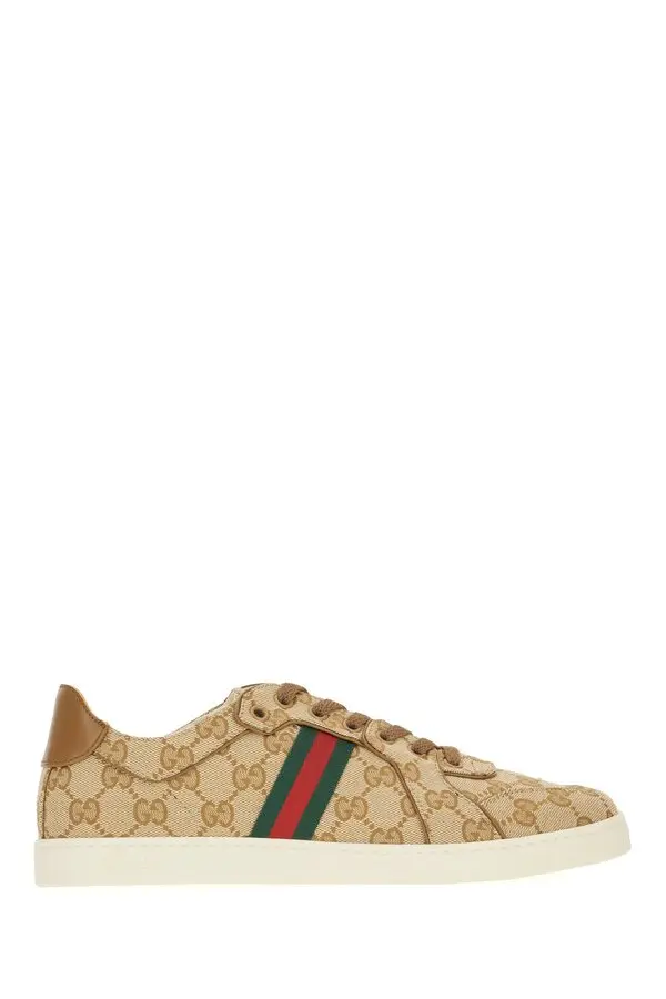 Gucci Monogrammed Sneakers With Striped Detail - Multicolor
