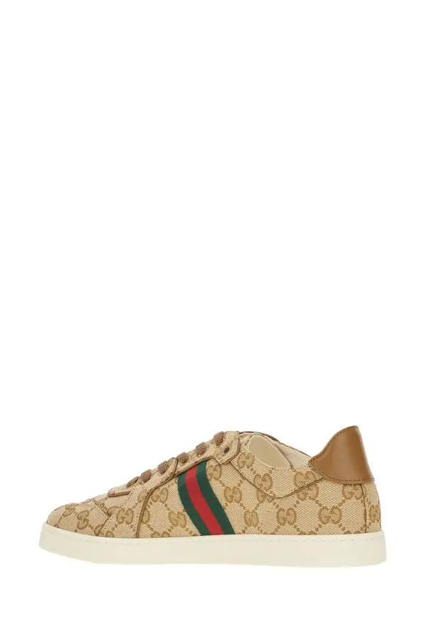 Gucci Monogrammed Sneakers With Striped Detail - Multicolor