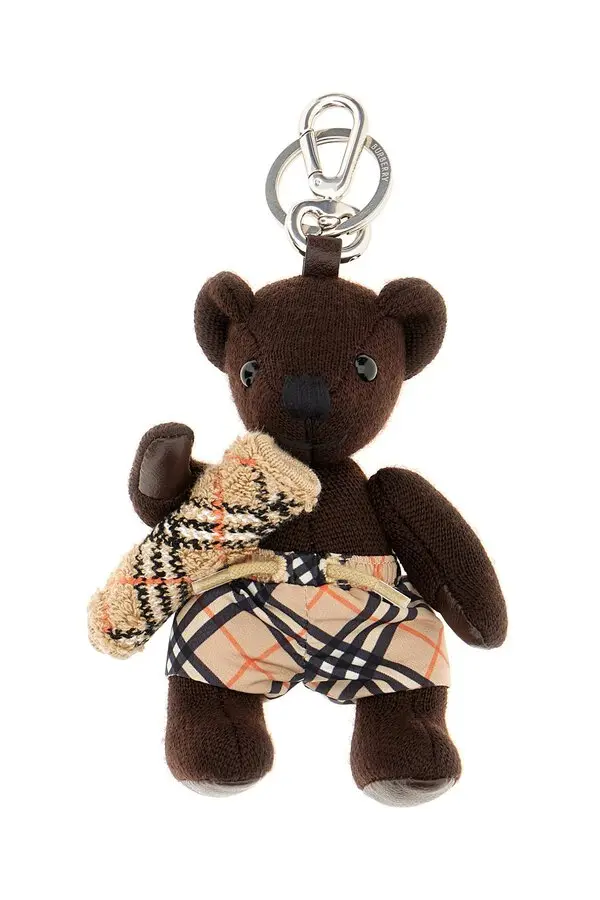 Burberry Teddy Bear Keychain With Checked Detailing - Multicolor