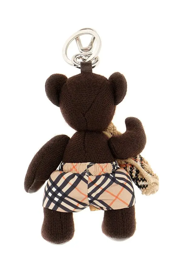 Burberry Teddy Bear Keychain With Checked Detailing - Multicolor