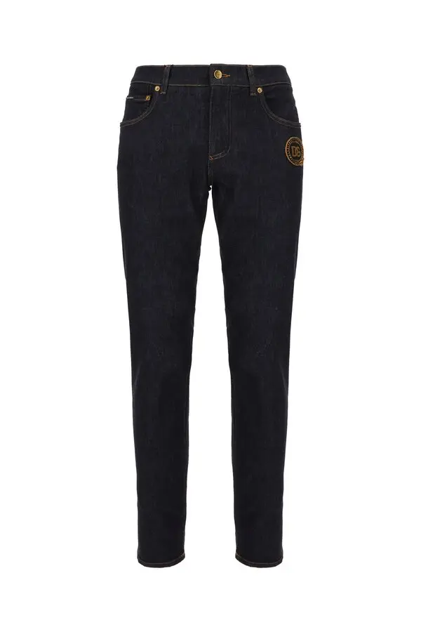Dolce & Gabbana Dark Wash Jeans With Logo Detail
