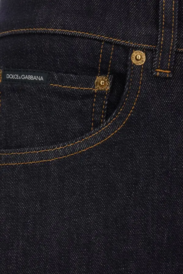 Dolce & Gabbana Dark Wash Jeans With Logo Detail
