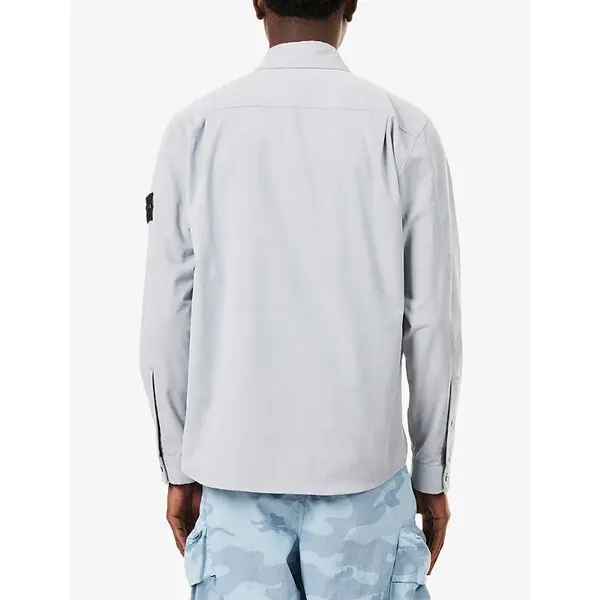 Stone Island Compass-badge Cotton-corduroy Shirt - Ash Grey
