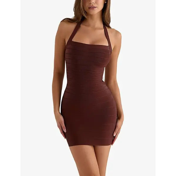 house of cb brown dress Clothing : Mini Dresses : 'Baby' Chiffon Cutout Halter Mini TEAM YOURS WITH Clothing : Mini Dresses :