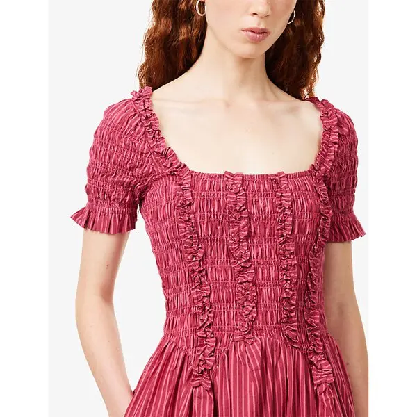 DAMSON MADDER Raphaela Ruffle Cotton Midi Dress