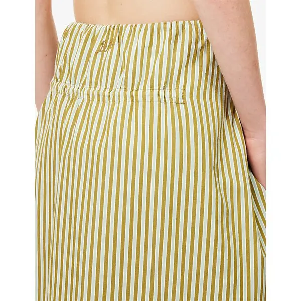 DAMSON MADDER Caspia Striped Cotton Midi Skirt