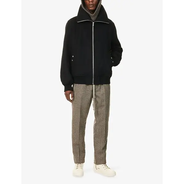 Rick Owens Dracuflight High-neck Wool Bomber Jacket