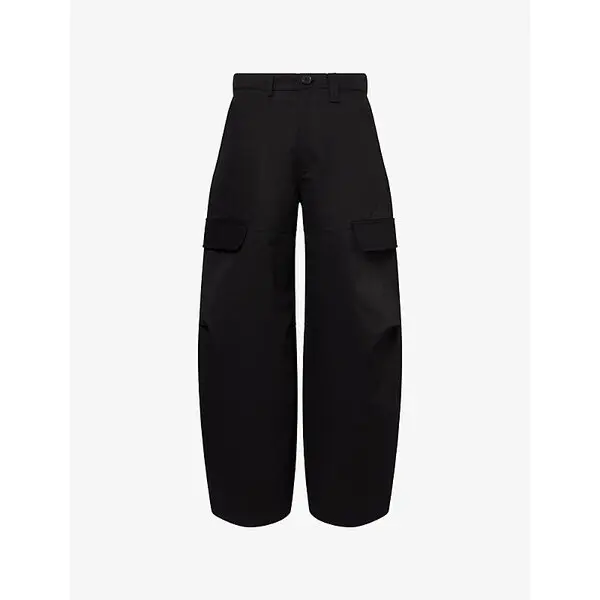 Simone Rocha Pleat Balloon Cotton Cargo Trousers - Black