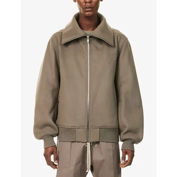 Rick Owens Dracuflight High-neck Wool Bomber Jacket