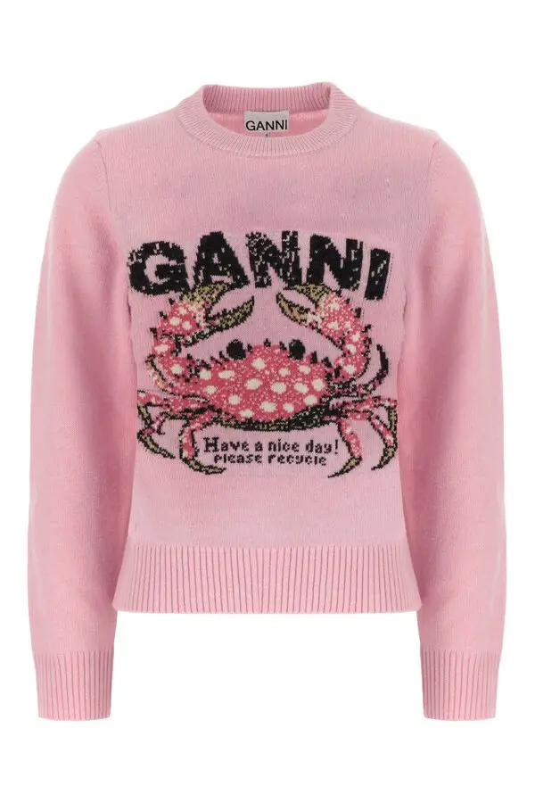 GANNI Have A Nice Day! Please Recycle" Crab Graphic Knitwear - Multicolor