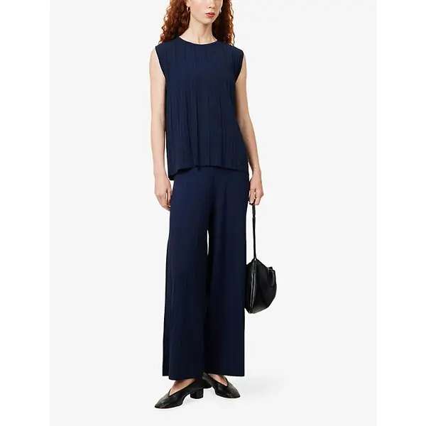 Max Mara Plissé Wide-leg Knitted Trousers