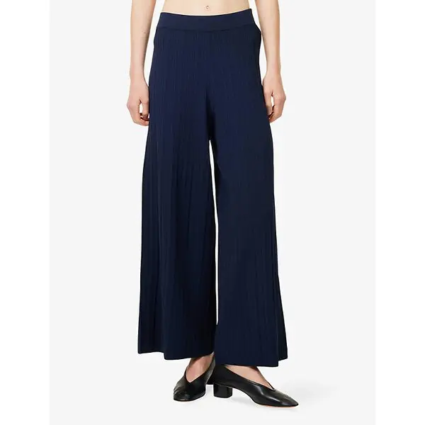Max Mara Plissé Wide-leg Knitted Trousers