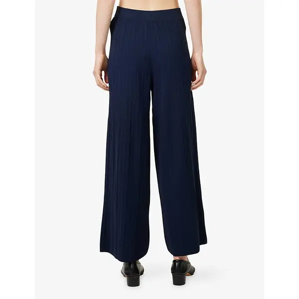 Max Mara Plissé Wide-leg Knitted Trousers