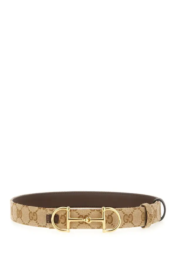 Gucci Monogrammed Canvas Belt With Gold Tone Hardware - Multicolor