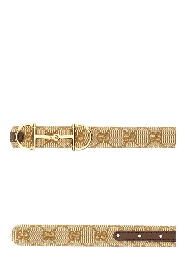 Gucci Monogrammed Canvas Belt With Gold Tone Hardware - Multicolor