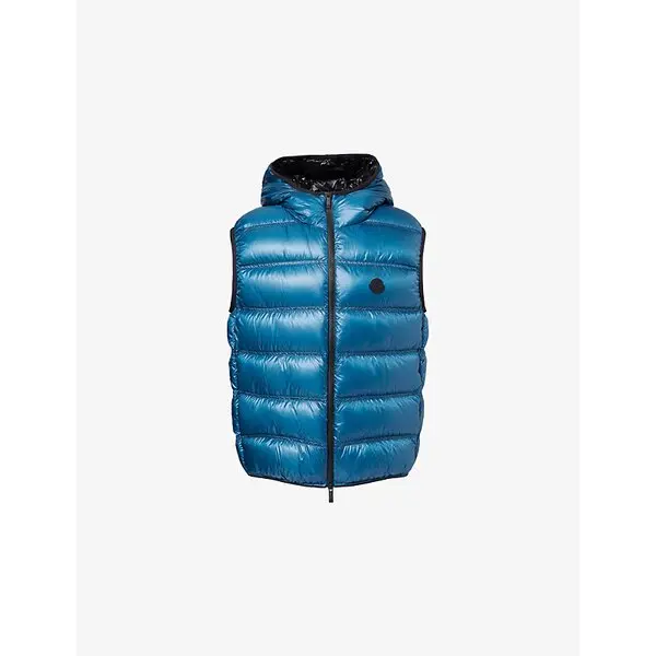Moncler Panestrel Down Brand-logo Woven Gilet - Petrol Blue