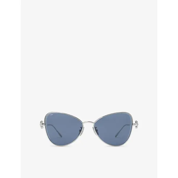 Loewe Anagram Bombe Butterfly-frame Metal Sunglasses - Denim Blue