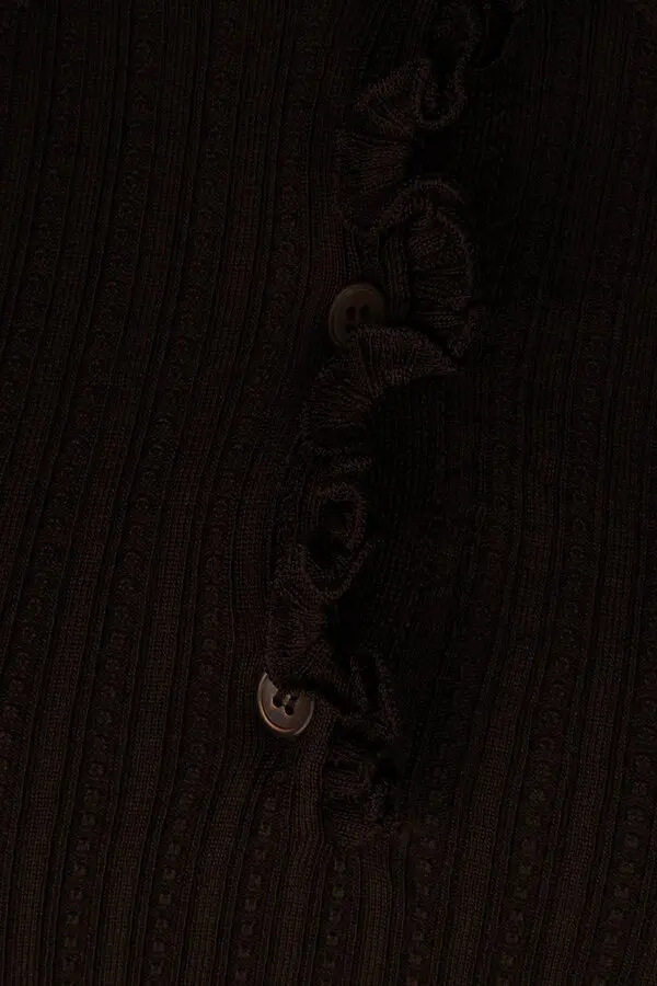 Miu Miu Ribbed Knit Polo Shirt With Button Detail
