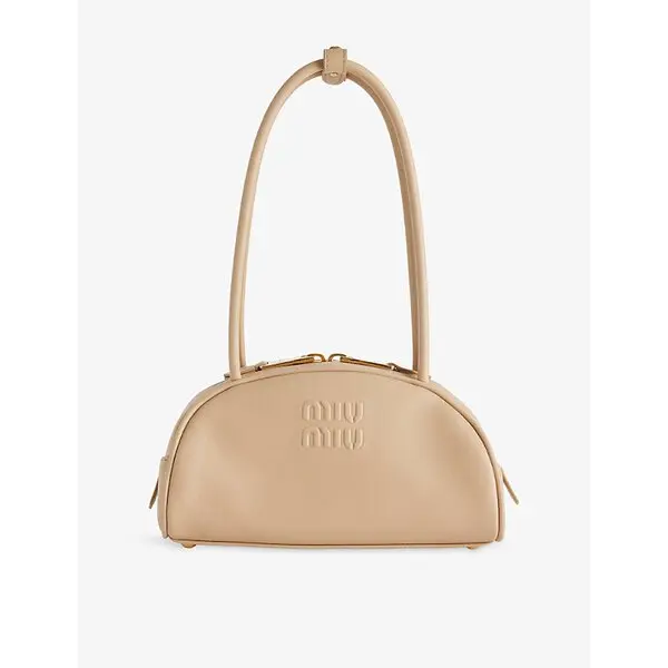 Miu Miu Softy Bauletto Leather Shoulder Bag - Sabbia
