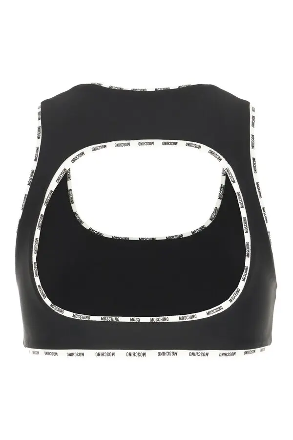 Moschino Black Cut-out Top With Logo Trim