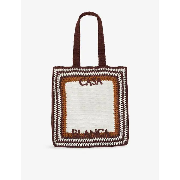 Casablanca Striped Cotton-crochet Tote Bag