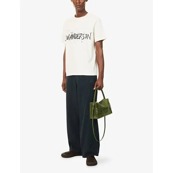 JW Anderson Circular Brand-print Cotton T-shirt - Ecru