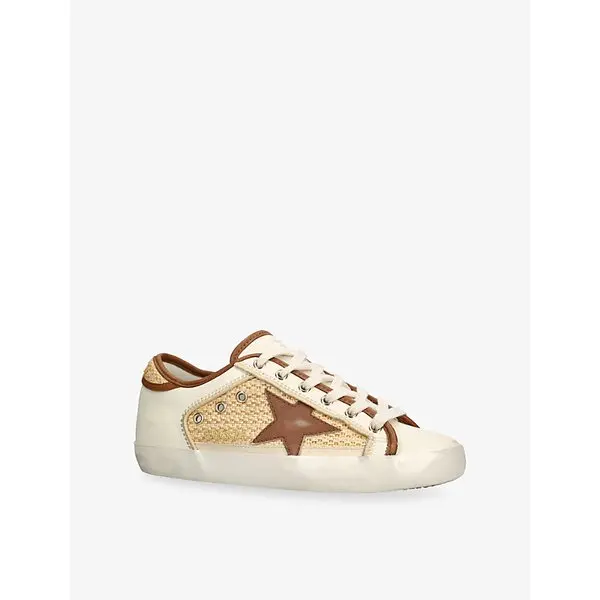 GOLDEN GOOSE Super-star Leather And Raffia Trainers