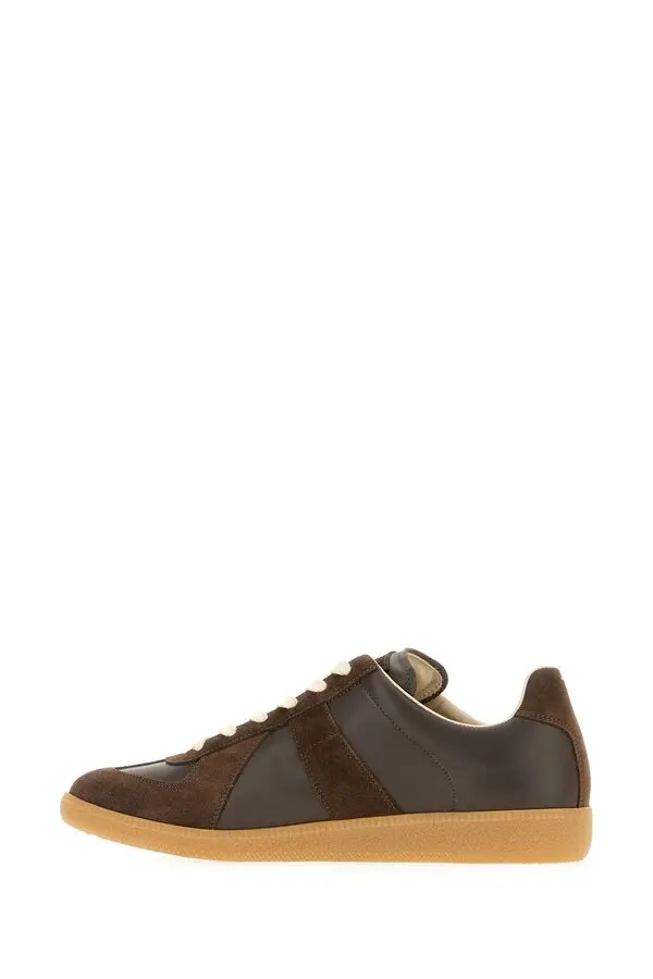MAISON MARGIELA Leather And Suede Lace Up Sneakers - Multicolor