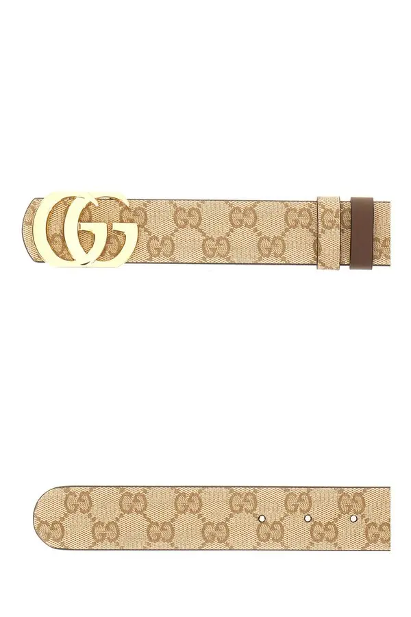 Gucci Gg Monogram Canvas Belt With Gold Tone Buckle - Multicolor