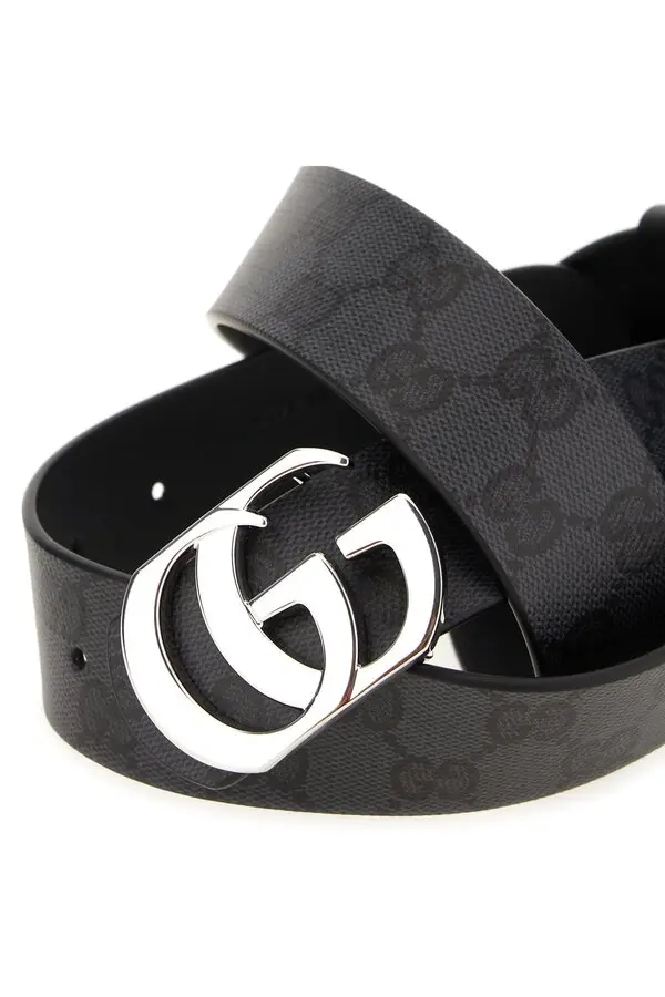 Gucci Monogrammed Leather Belt With Gg Logo Buckle