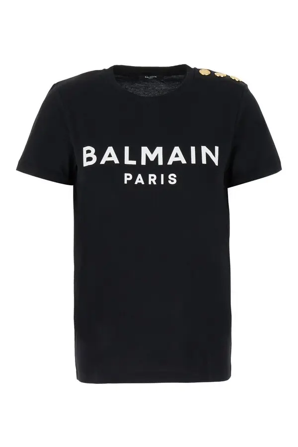 Balmain Paris Logo T-shirt With Button Detail