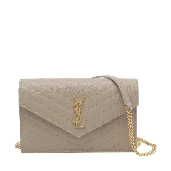 Saint Laurent Envelope Cassandre Chain Pochette - Cream