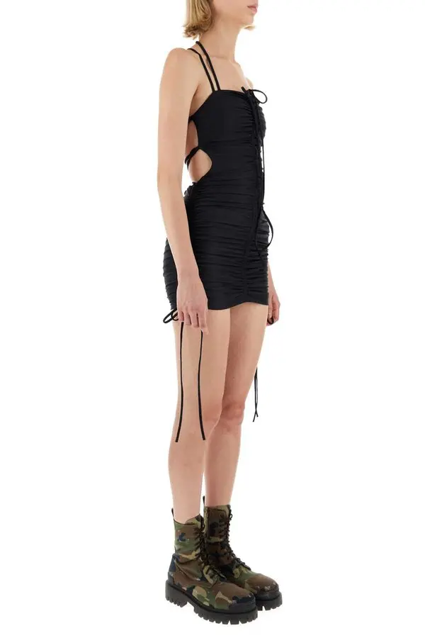 Balenciaga Stretch Nylon Mini Dress With Drawstring Detail