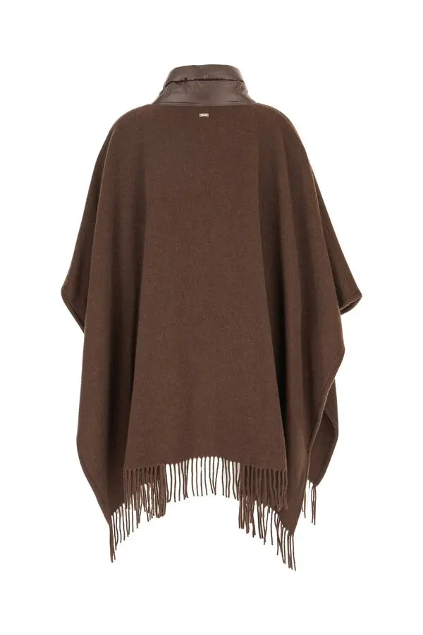 Herno Quilted Padded Cape With Fringe - Multicolor