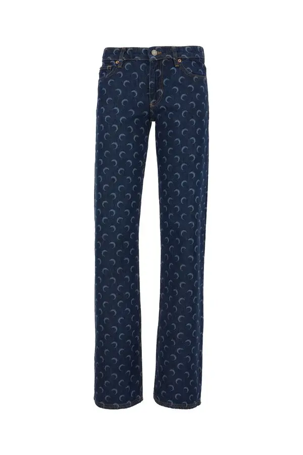 MARINE SERRE Crescent Moon Print Denim Jeans
