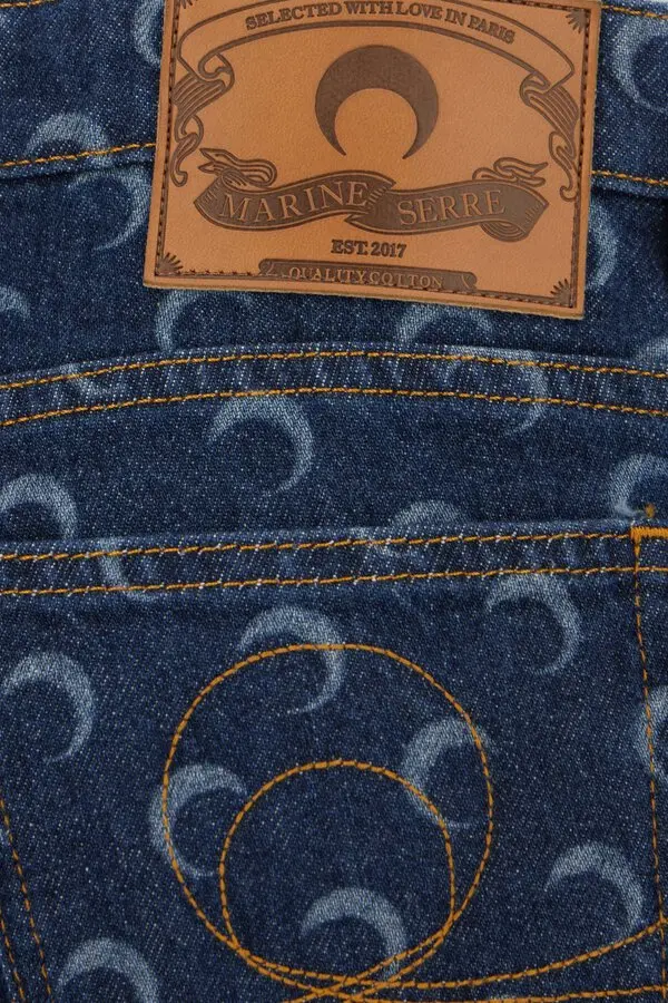 MARINE SERRE Crescent Moon Print Denim Jeans