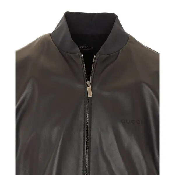 Gucci Logo Leather Bomber