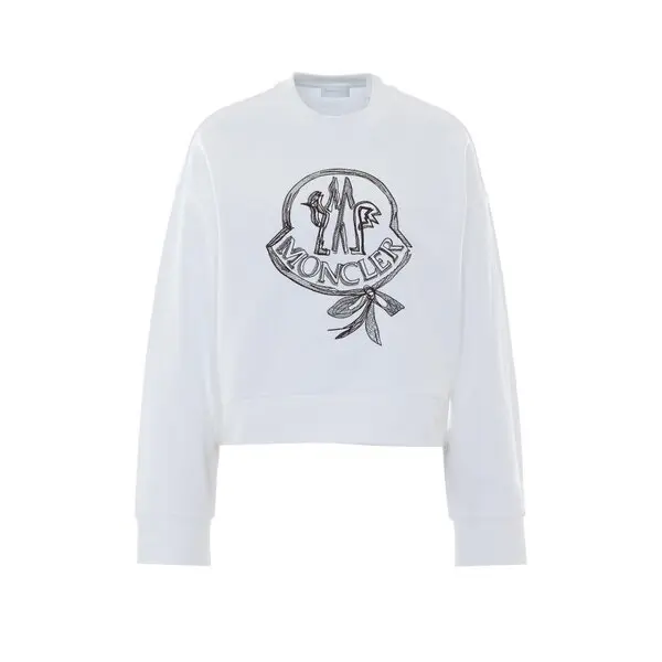 Moncler Cotton Logo Graphic Print Sweatshirt - White