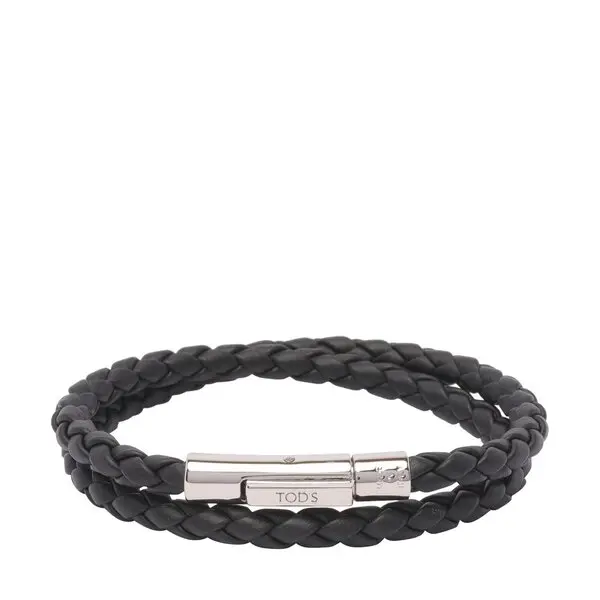 TOD'S Leather Braided Bracelet - Black