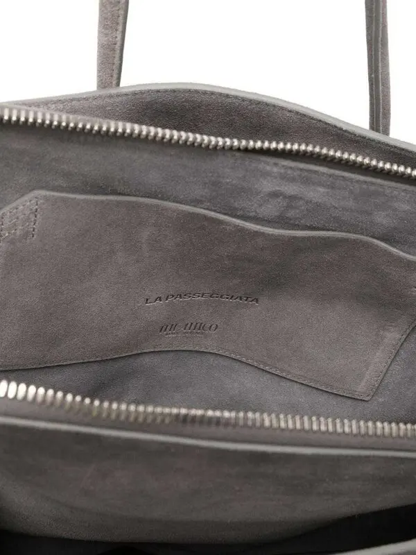 Attico La Passeggiata Medium Suede Top Handle Bag - Gray