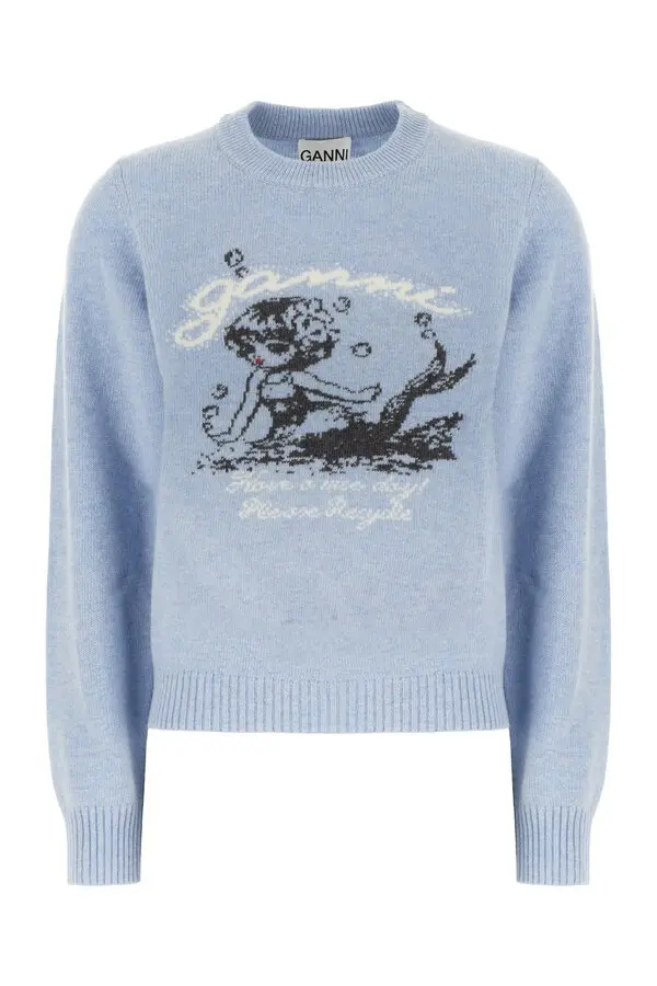 GANNI Knitted Pullover With Graphic Print - Multicolor