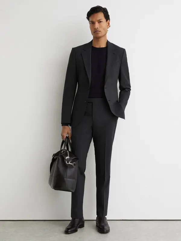 REISS Promise Tailored Fit Wool-blend Tailored-fit Suit Trousers - Grey