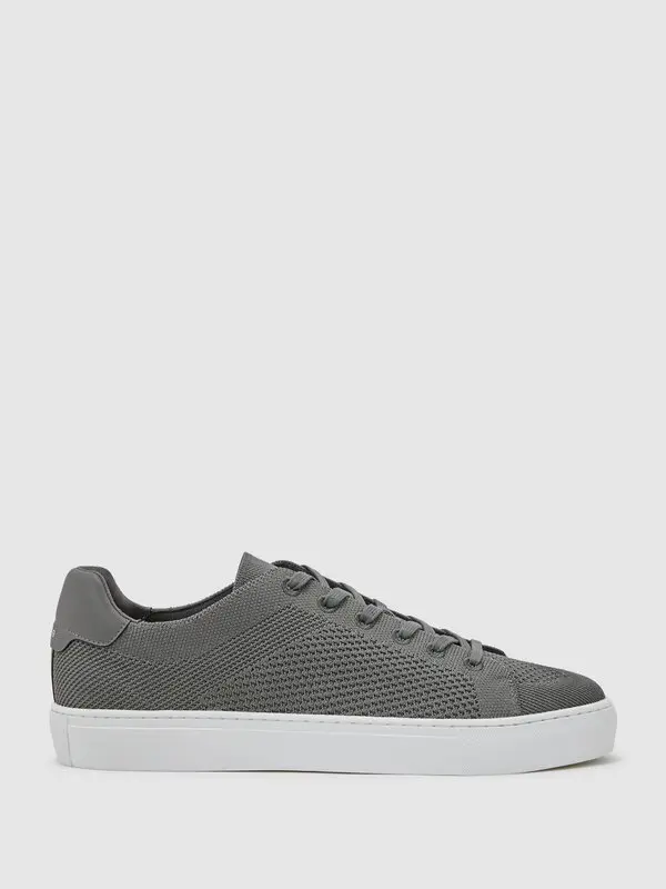 REISS Knit Finley Knitted Low-top Trainers - Grey