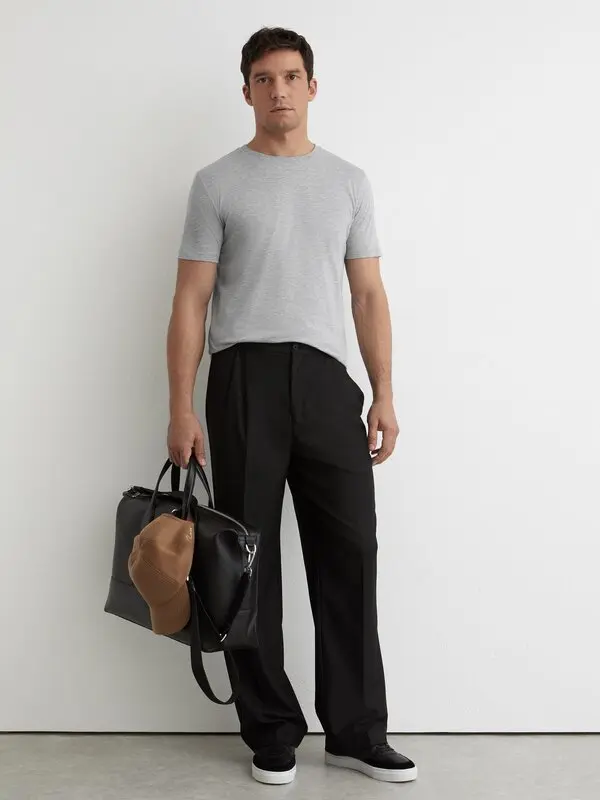 REISS Bless Cotton Crew-neck Tailored-fit T-shirt - Grey