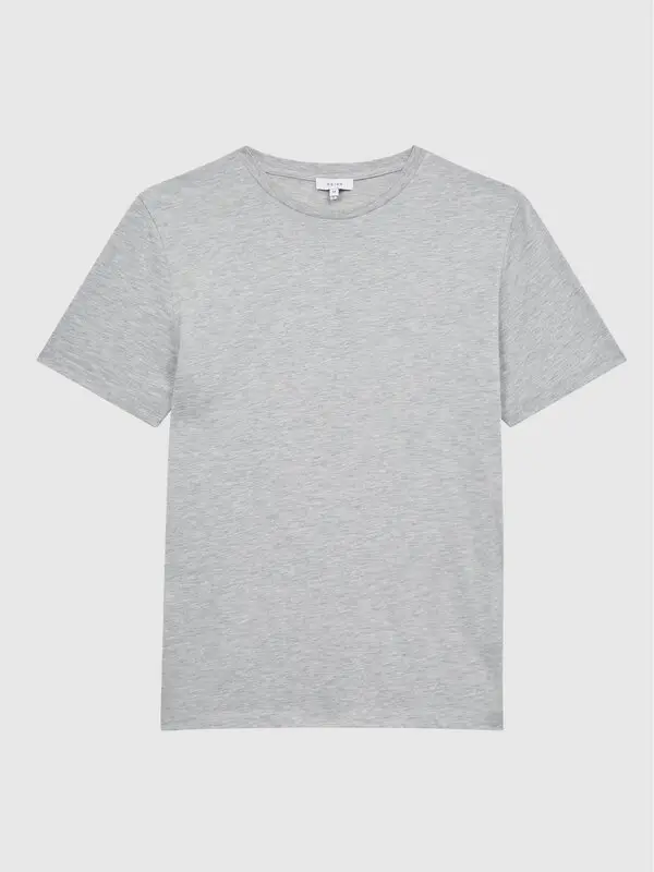 REISS Marl Bless Cotton Crew-neck Tailored-fit T-shirt - Grey
