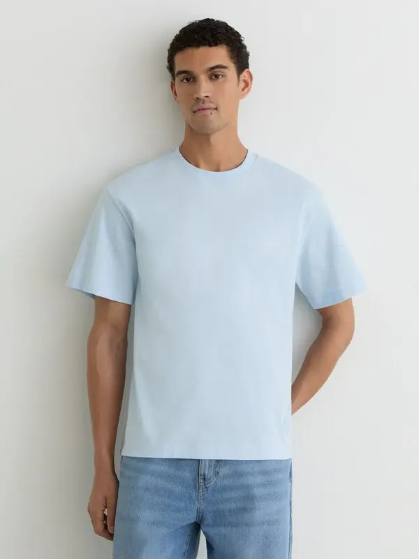 REISS Tate Cotton Garment-dyed Relaxed-fit T-shirt - Soft Blue