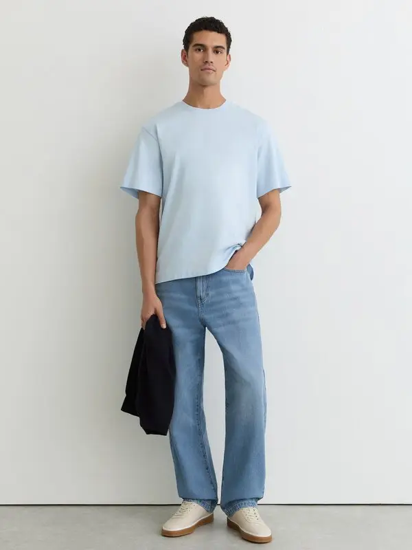 REISS Tate Cotton Relaxed-fit T-shirt - Soft Blue