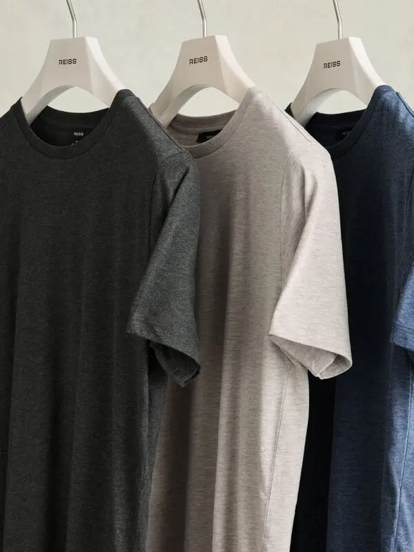 REISS 3 Bless 3 Pack Cotton Crew-neck Tailored-fit T-shirts 3-pack - Multi Melange